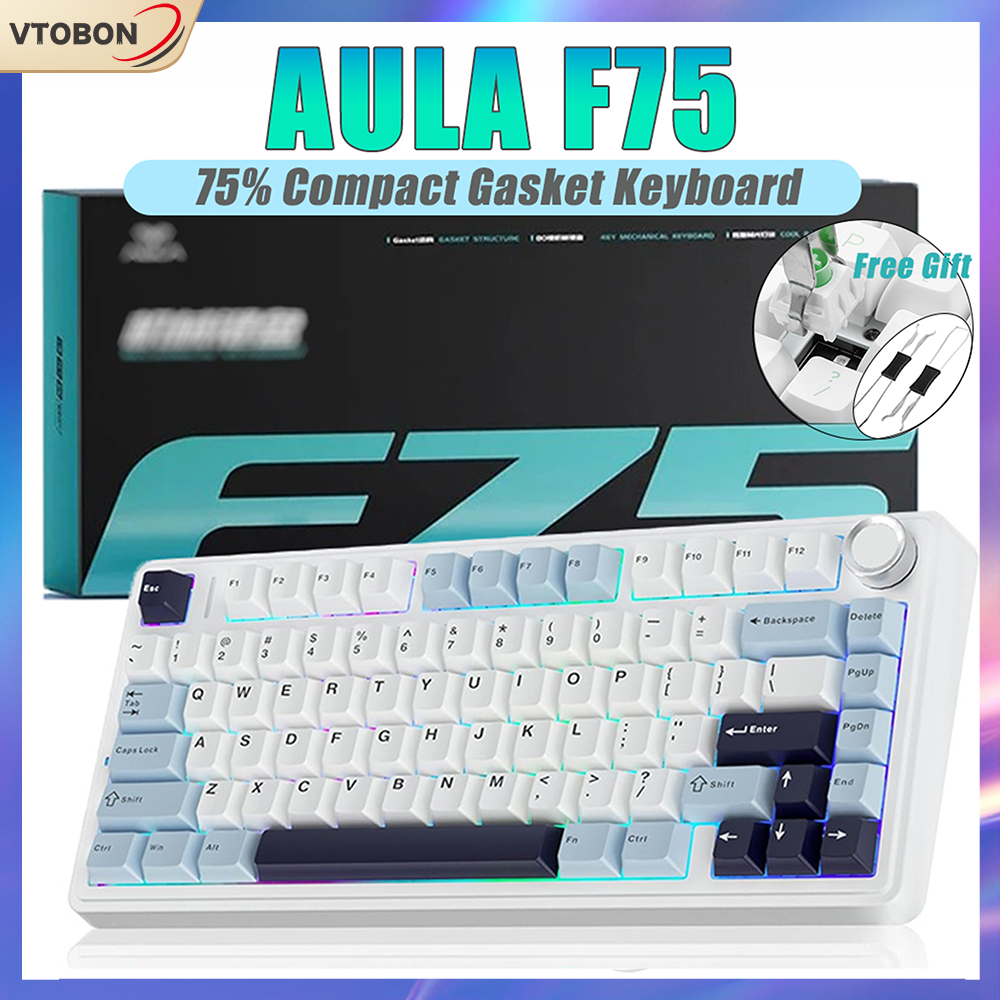 Aula F75 Mechanical Keyboard 80 Key Wireless Bluetooth Keyboard 2.4 G ...