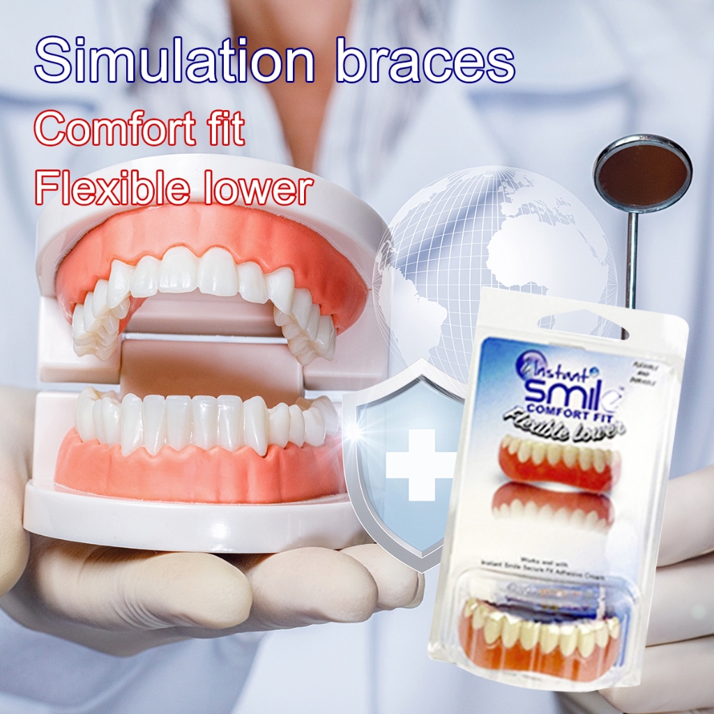 2Pcs Silicone False Teeth Top Bottom Upper Lower Veneers False Teeth ...