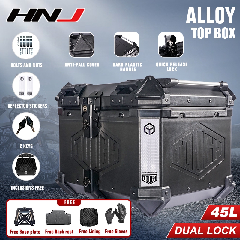 HNJ Alloy Top Box 45L For Motorcycle Motor Compartment Box With Dual ...
