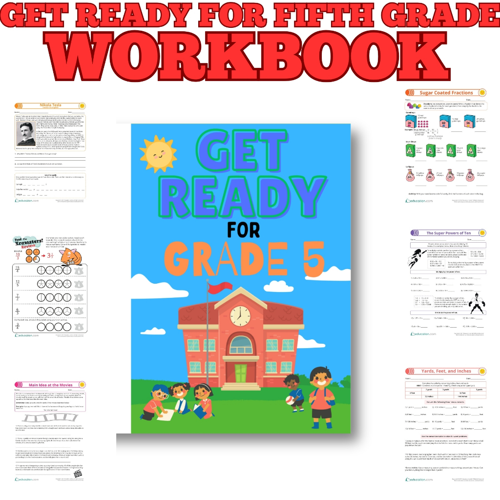 GET FOR FIFTH GRADE WORKBOOK 50+ PAGES WITH ENGLISH AND MATH ACTIVITIES ...