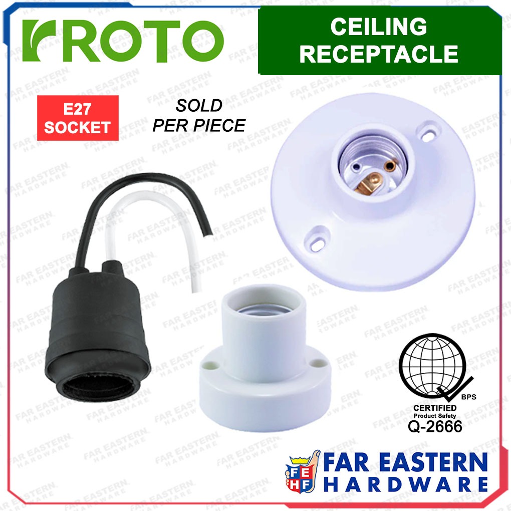 ROTO Ceiling Receptacle Electrical Rubber Socket PVC E27 | Shopee Malaysia