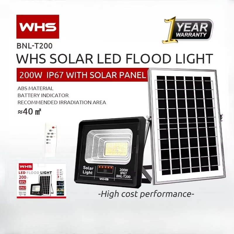 WHS SOLAR LIGHT 50W 100W 200W Outdoor LED Solar Flood Light IP67 With ...