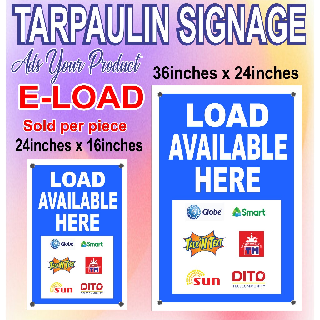 E-LOAD TARPAULIN SIGNAGE,TARP SIGNAGE FOR SARISARI STORE | Shopee Malaysia