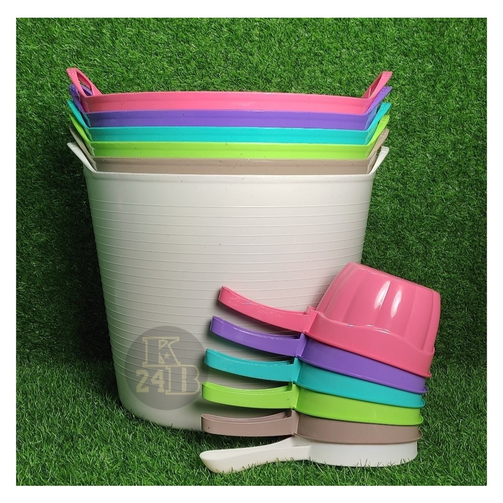 9390 MULTIPURPOSE AESTHETIC BASKET PAIL WITH DIPPER MODERN STYLE LARGE LAUNDRY | Shopee Malaysia
