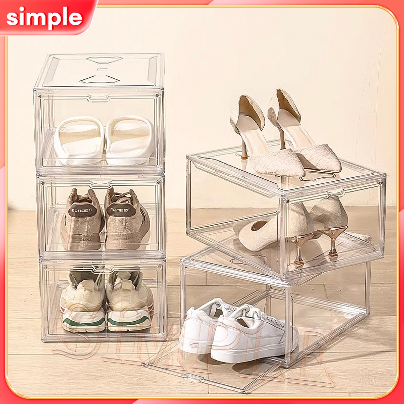 Simple Acrylic Shoe Box Shoe Storage Box Stackable Magnetic Transparent ...