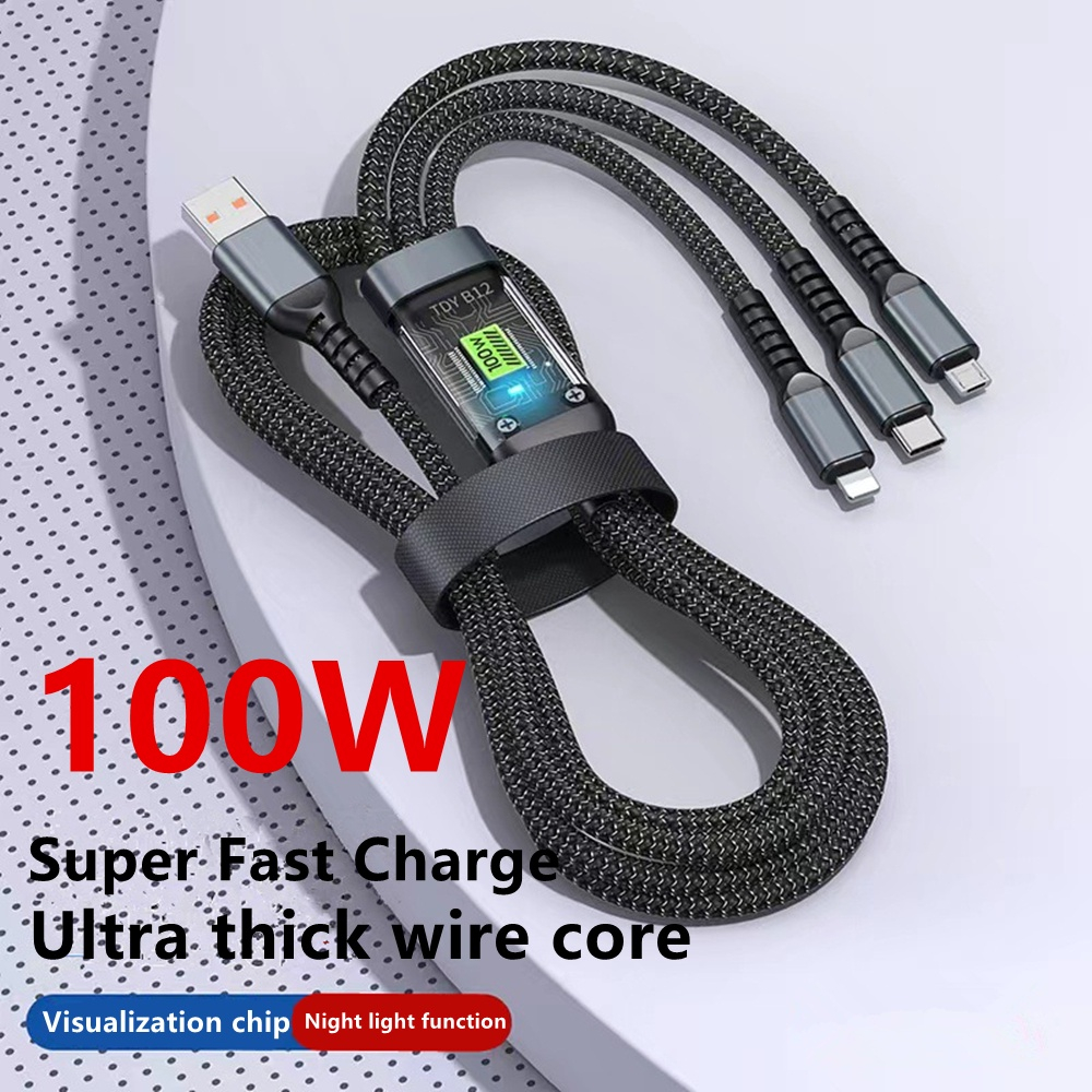 New Transparent Luminous 3-in-1 100W Micro USB Type C +120W ...