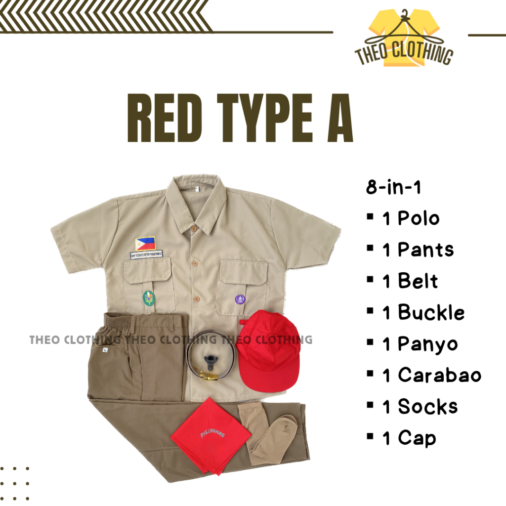 Red Type A Complete Set of School Uniform for Boys | Theo Clothing ...