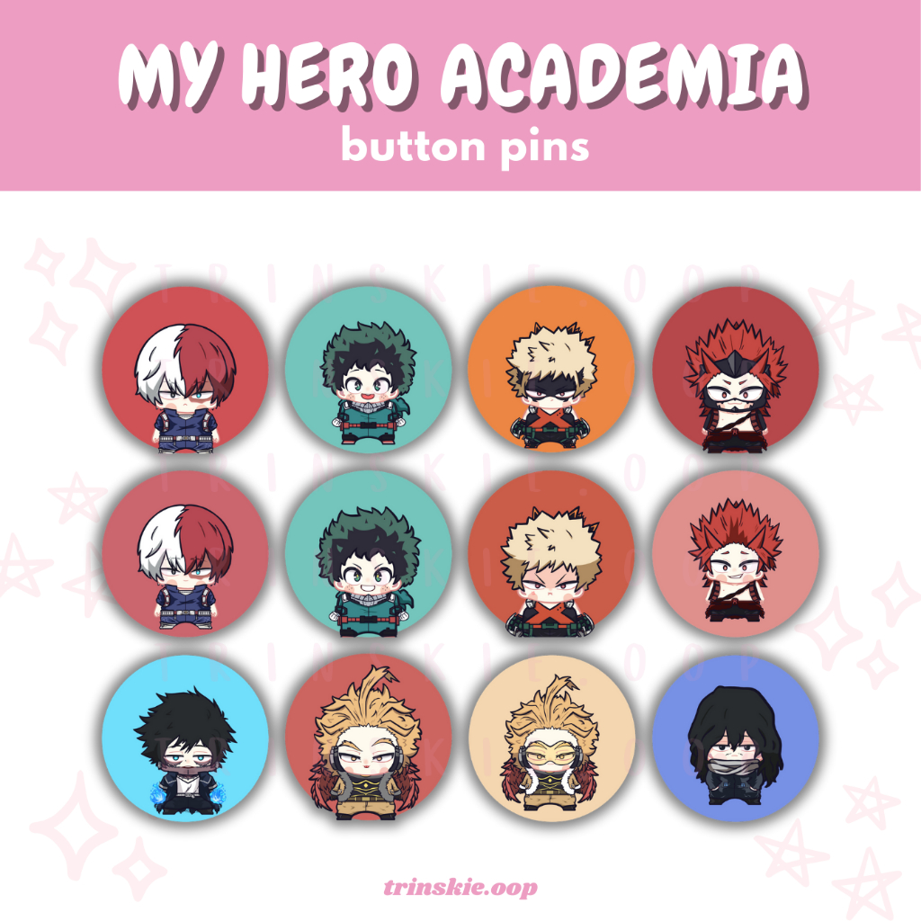 MY HERO ACADEMIA button pins | trinskie.oop (bakugou, deku, kirishima ...