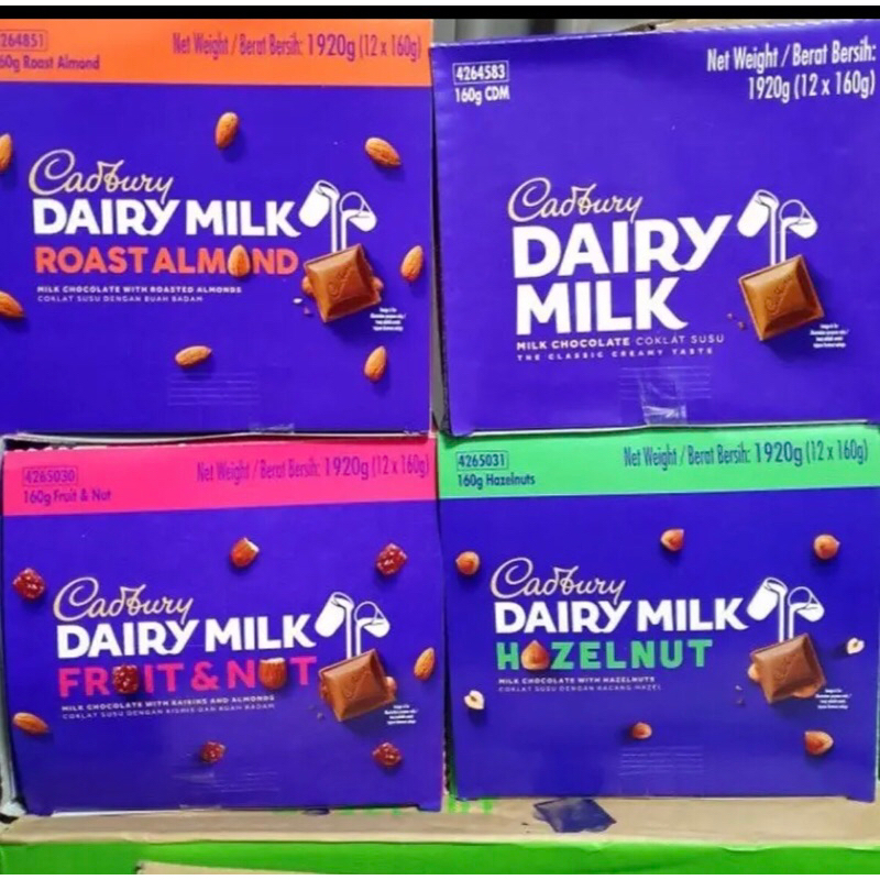 AUTHENTIC CADBURY DAIRY MILK 1 BOX (160 grams x 12 pcs) 2025(Legit ...