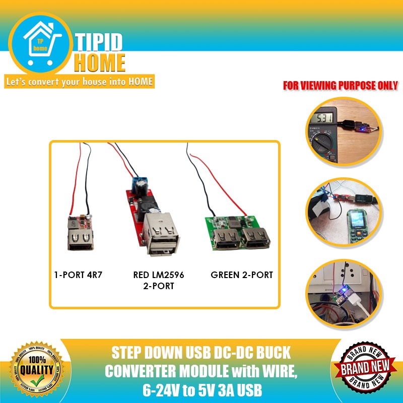 TIPID HOME STEP DOWN USB DC-DC BUCK CONVERTER MODULE with WIRE, 6-24V ...