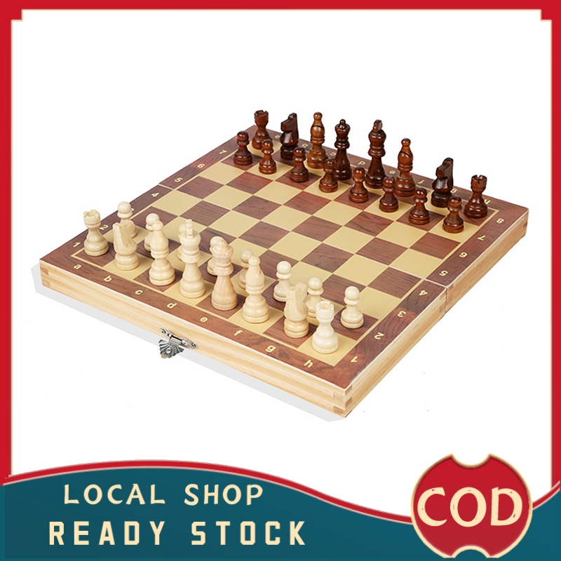 15.4 Inch Magnetic Wooden Folding Chess Set with Felted Game Board ...