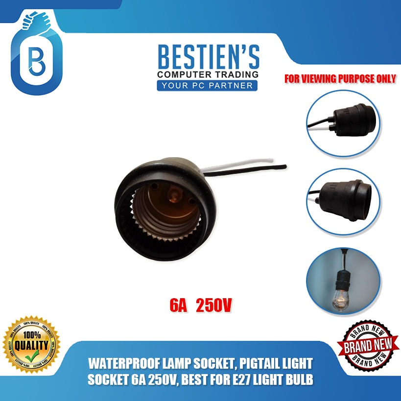 WATERPROOF LAMP SOCKET, PIGTAIL LIGHT SOCKET 6A 250V, BEST FOR E27 ...