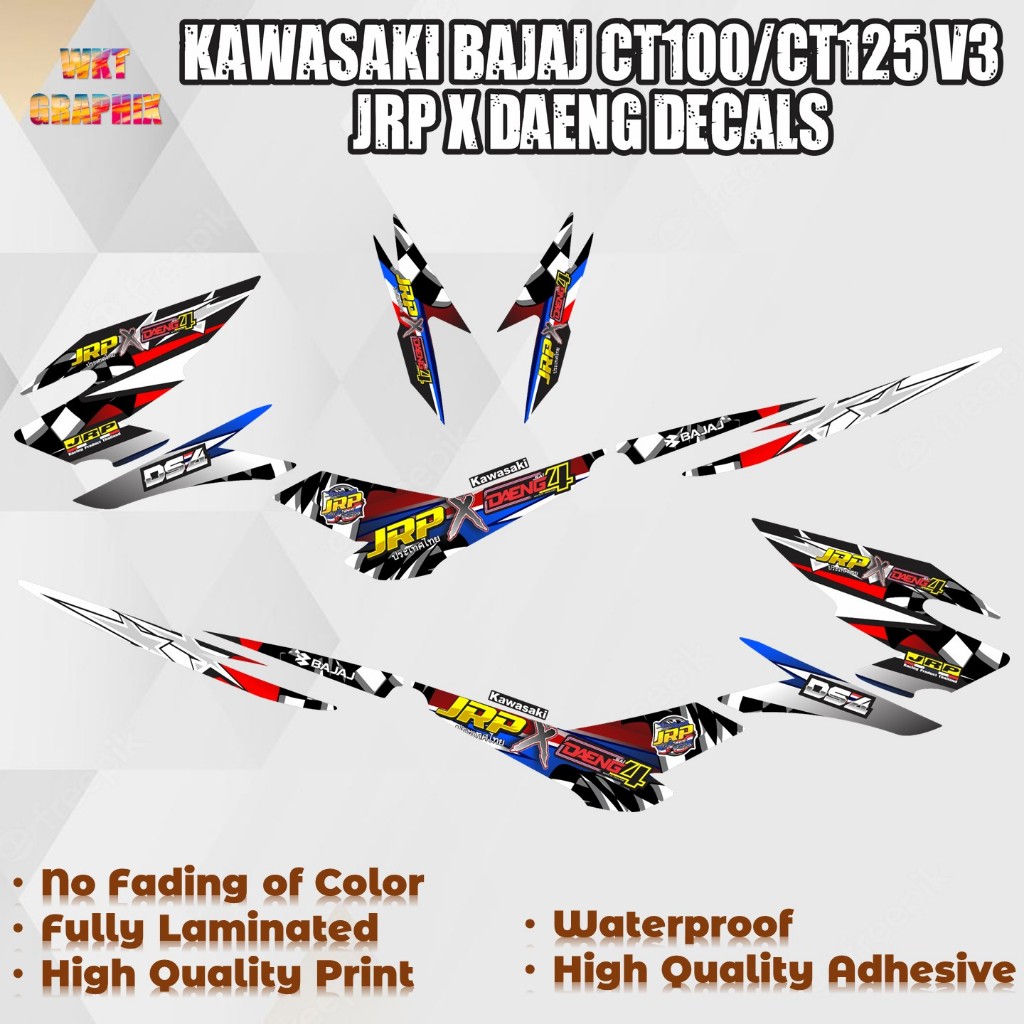 KAWASAKI BAJAJ CT100/125 JRP X DAENG V3 DECALS (WATERPROOF, NO FADE ...