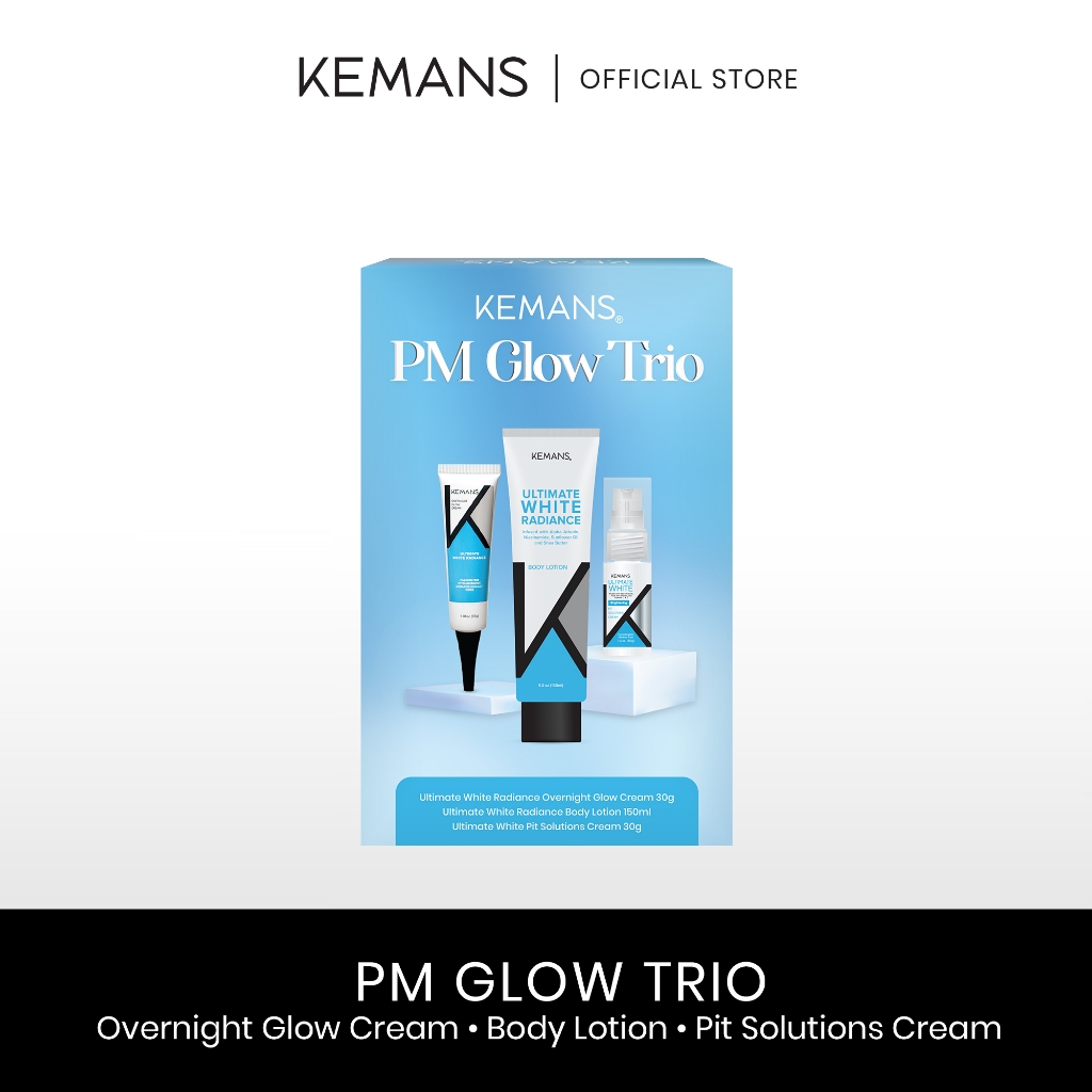 Kemans PM GLOW TRIO (Overnight Glow Cream 30g, Body Lotion 150ml, Pit ...