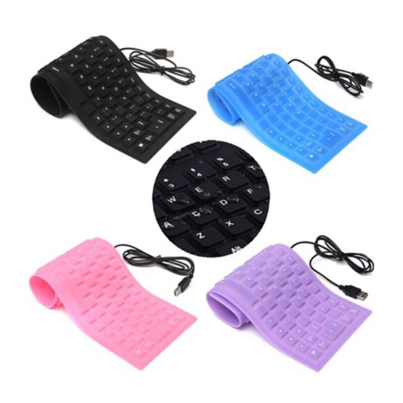 HY New Foldable Flexible Keyboard Waterproof USB Keyboard(RANDOM COLOR ...