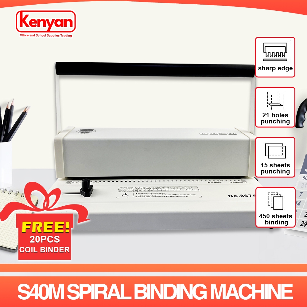 Spiral Binding Machine F4 size S40M 40 Holes Heavy Duty Officom with FREE 20pcs Coil Binding ...