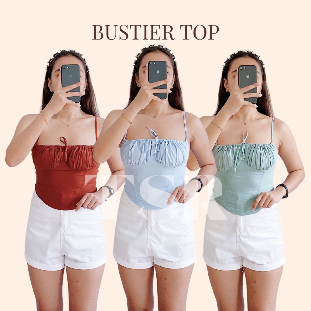 TSR Bustier Top (Trendy Korean Inspired Fashion String Cami Basic Crop ...
