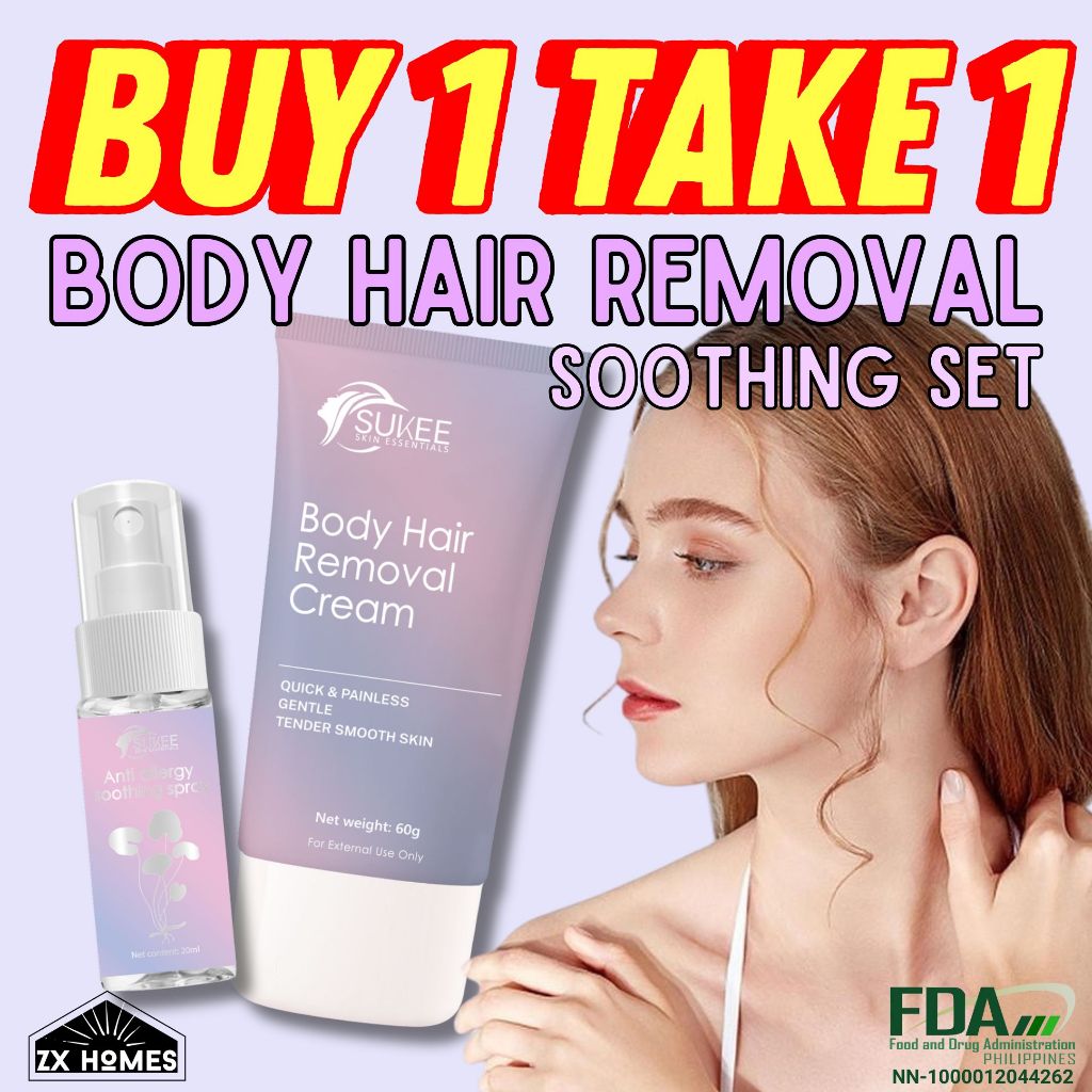 ZX HOMES SUKEE Hair Removal Cream 60g with Anti-allergy Soothing Spray ...