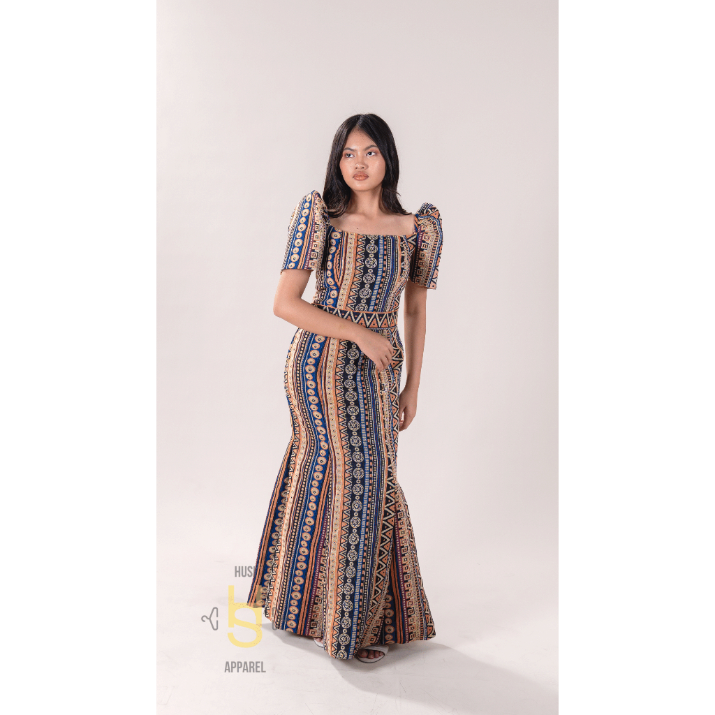 HUSI Women's Square-Neck Inabel Ethnic Filipiniana Dress | Shopee Malaysia