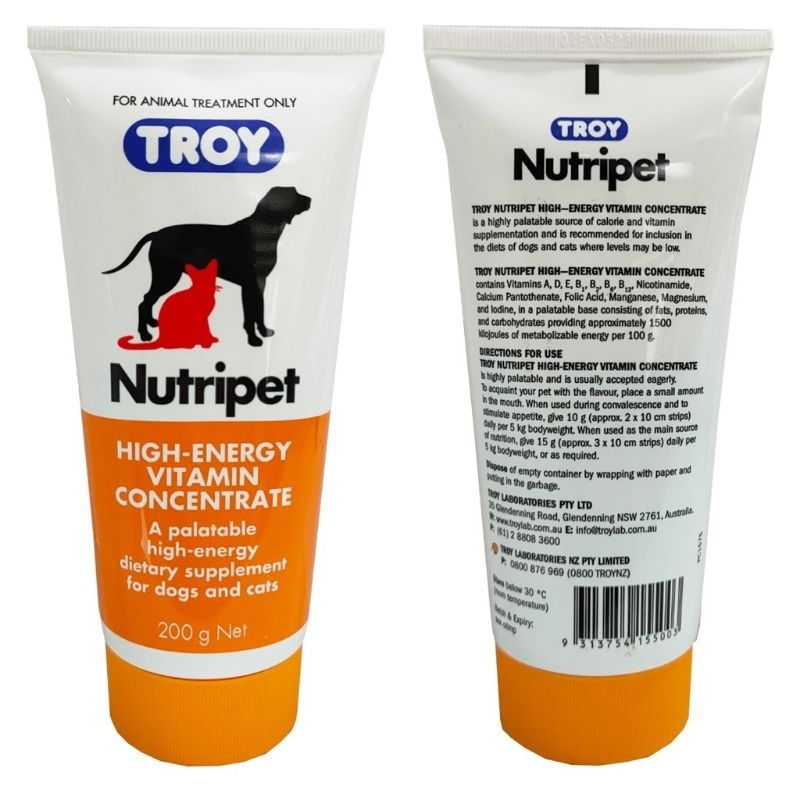 TROY (NUTRIPET) High Energy Vitamin Concentrate for Dogs and Cats 200g ...