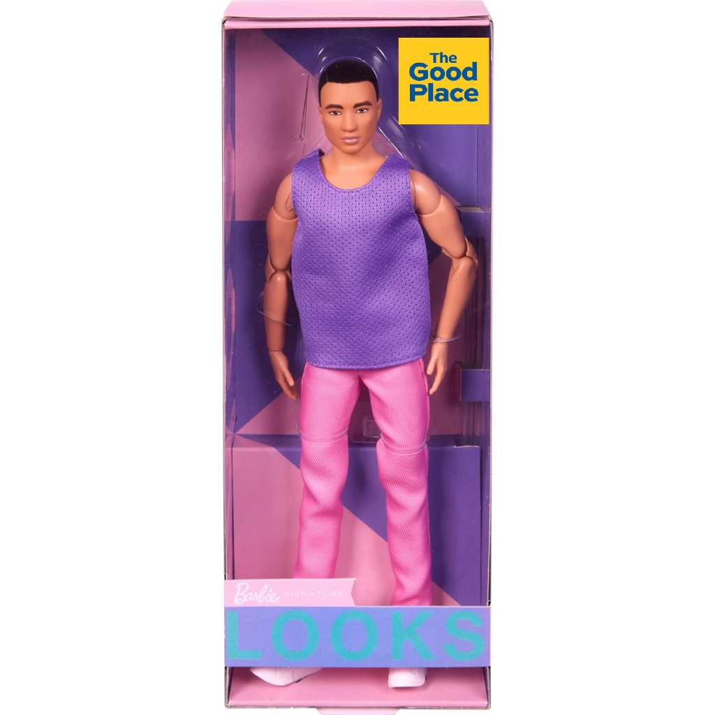 MATTEL Barbie Signature Looks Ken Doll Asian Black Hair Purple Mesh Top ...