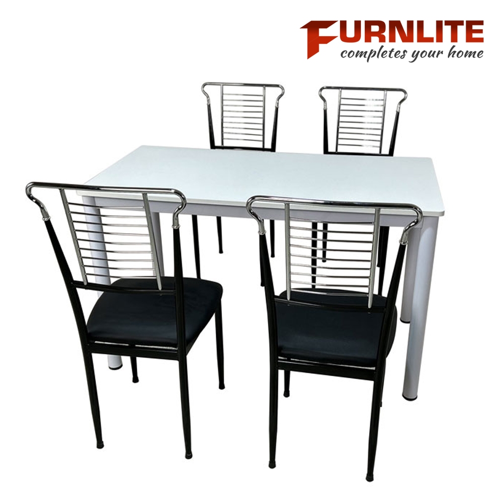 Furnlite 4 Seater Dining Set (White) SP105 | Shopee Malaysia