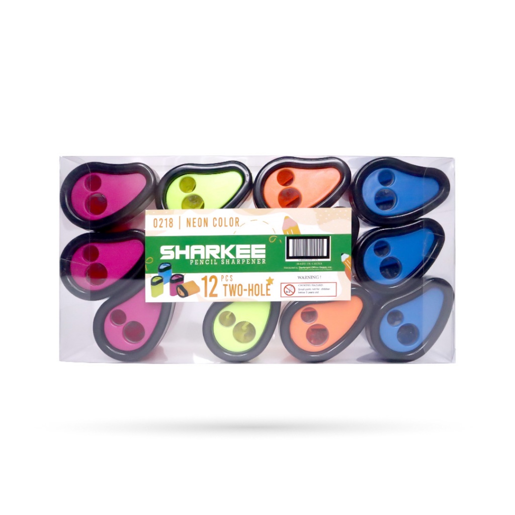SHARKEE Two-Hole Pencil Sharpener Neon Color 0218 (box) | Shopee Malaysia