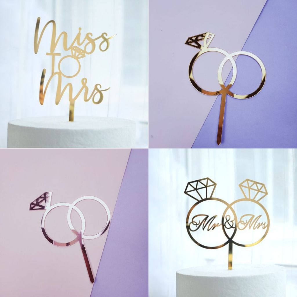 D187 Bridal Shower Wedding Proposal Diamond Letter Acrylic Cake Toppers ...