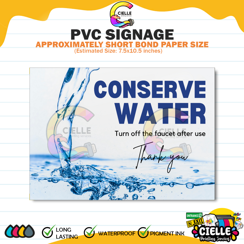 PVC SIGNAGE - Conserve Water (7.5x10.5 inches) | Shopee Malaysia