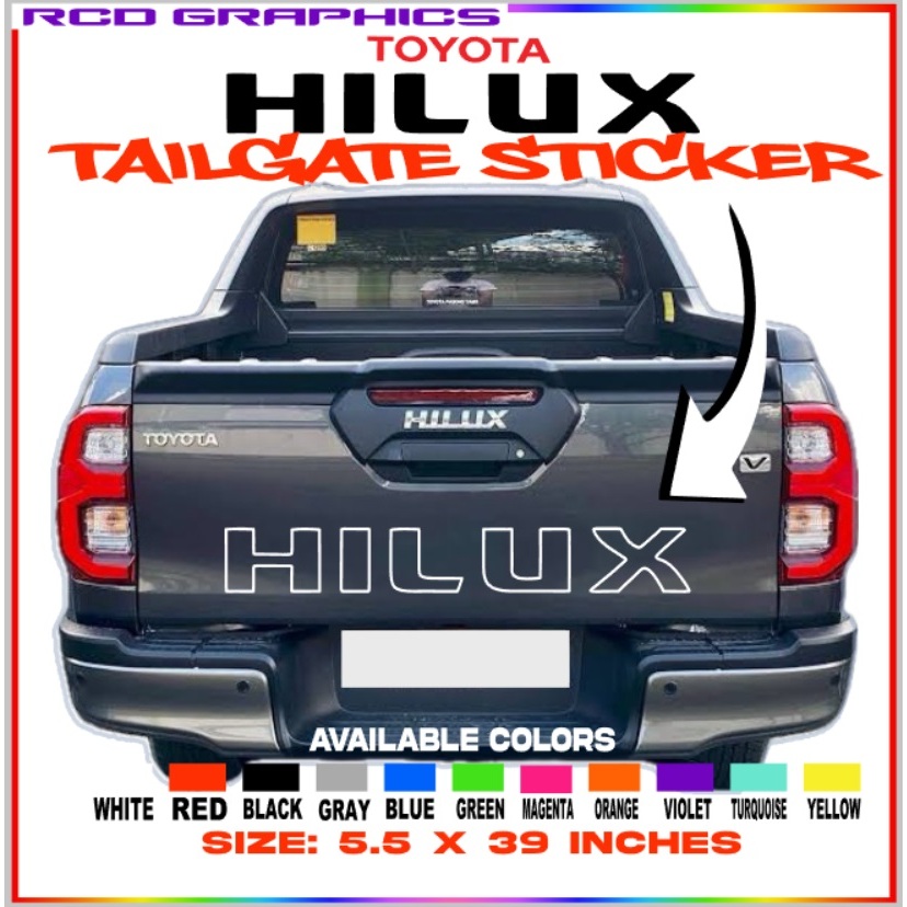 Toyota Hilux / Conquest / Hilux GR tailgate sticker decals HILUX OTLINE ...
