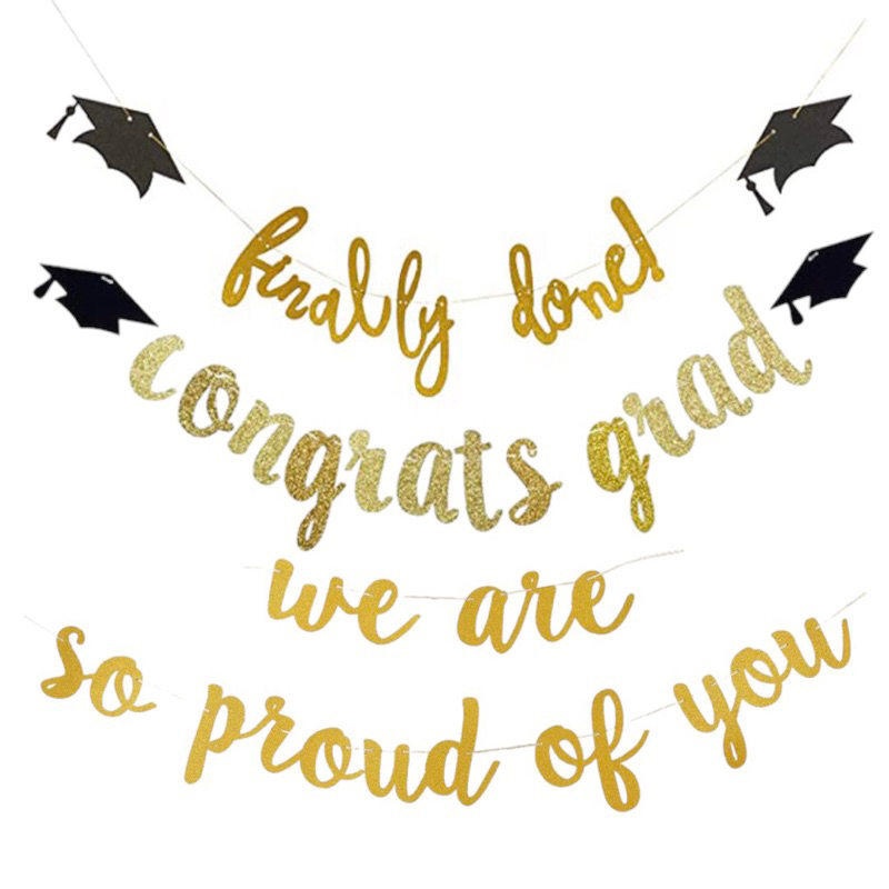 Glittered Cursive Congrats Congratulations Graduation Proud Gold Letter ...