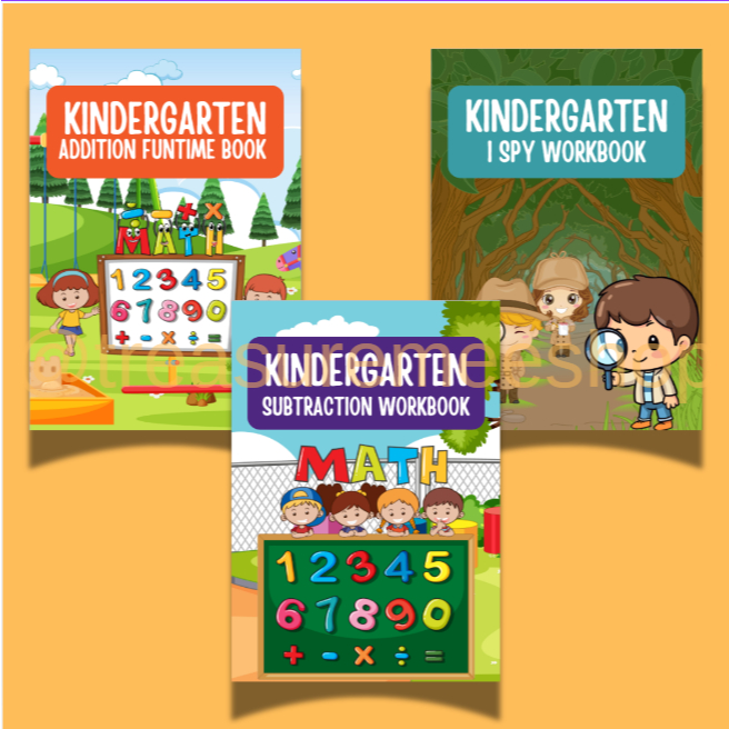 KINDERGARTEN Addition, Subtraction, and Spy MATH ALL-IN-ONE WorkBook ...