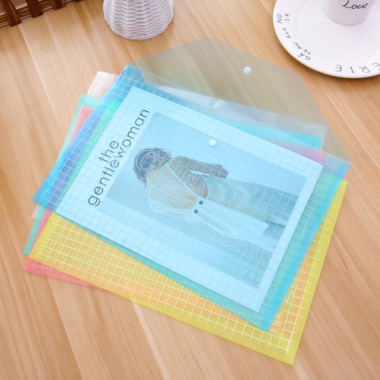 A4 Transparent Envelope Folder Clear Snap Button File Case Plastic ...