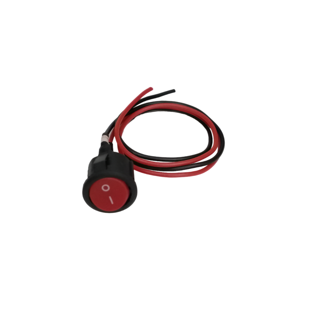 PC FIRST ROCKER SWITCH with WIRE MINI ROUND RED KCD11 16mm 2-PIN ON-OFF ...