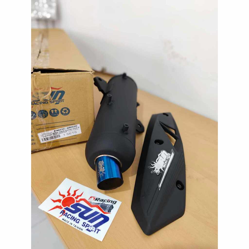 SUN RACING MUFFLER POWER PIPE ADJUSTABLE STAINLESS BLUE TIP for NMAX V2 ...