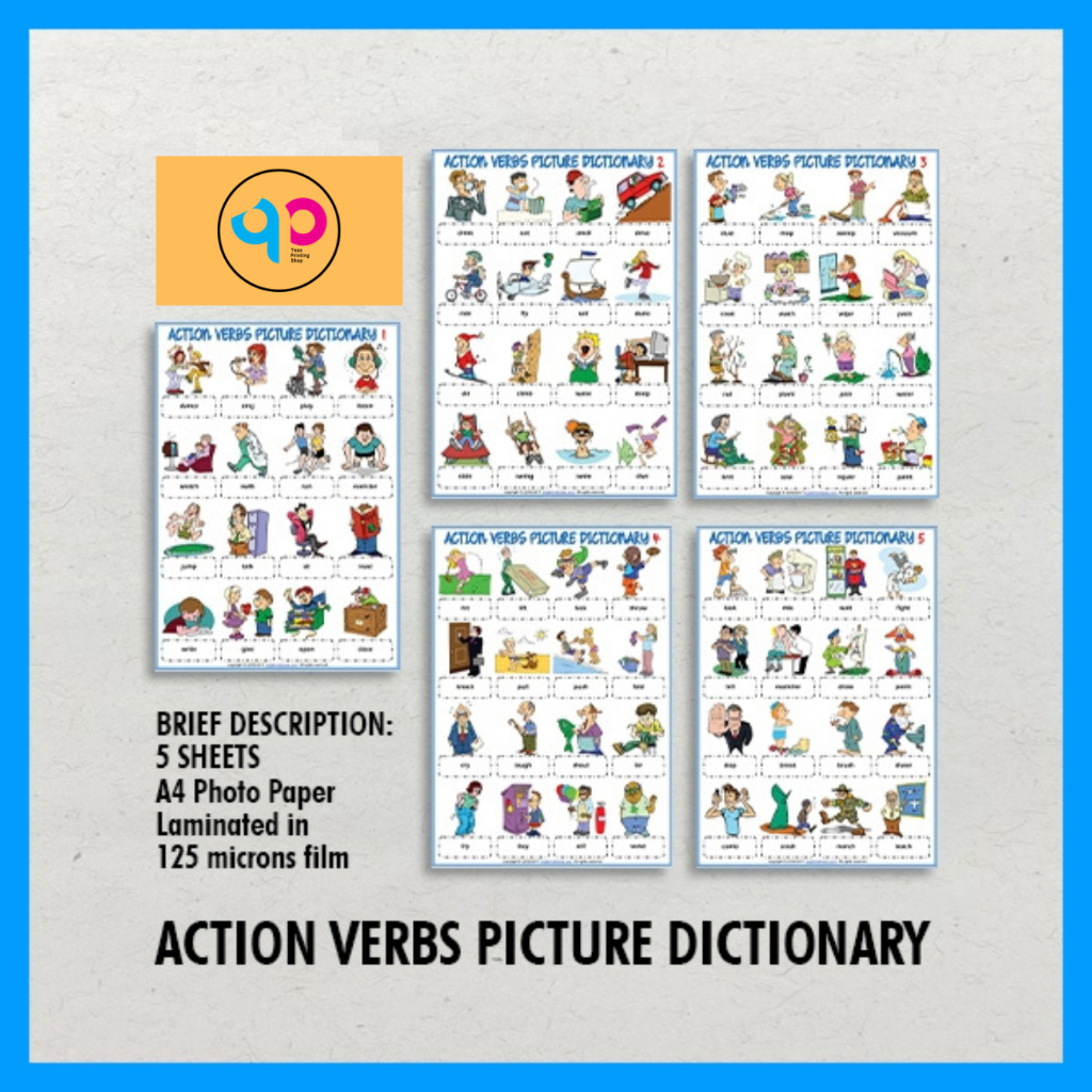Action Verb Vocabulary I Picture Dictionary I Laminated | Shopee Malaysia