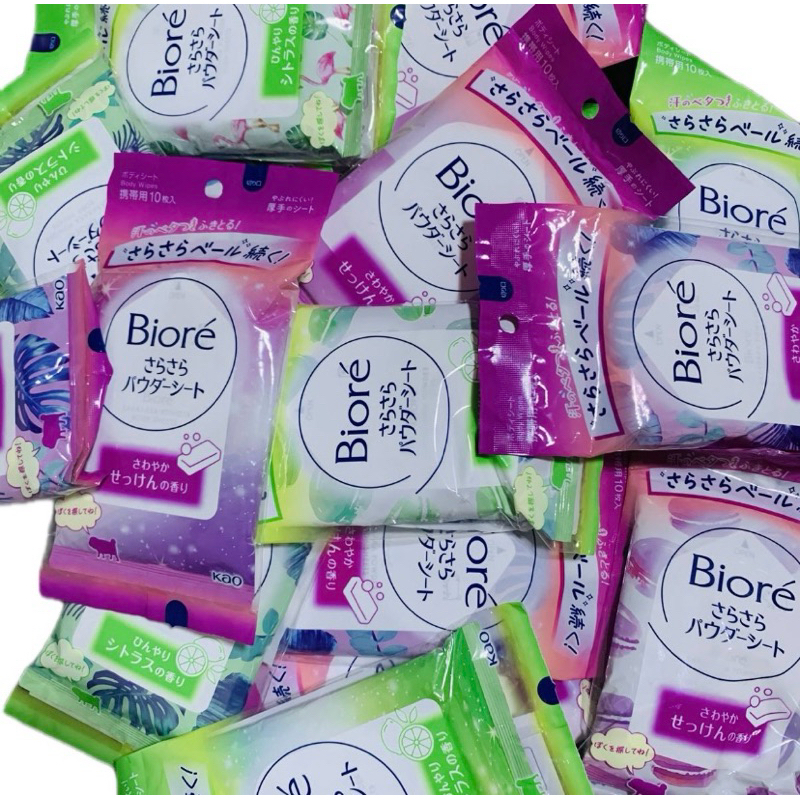 Biore -3 C Cooling Wipes Fresh Floral Fragrance + Talcum Powder Wipes ...