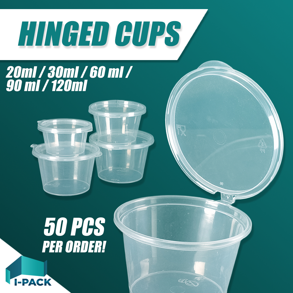[ 50 PCS ] Hinged Sauce Cups 20ml, 30ml, 60ml, 90ml, 120 ml | Shopee Malaysia