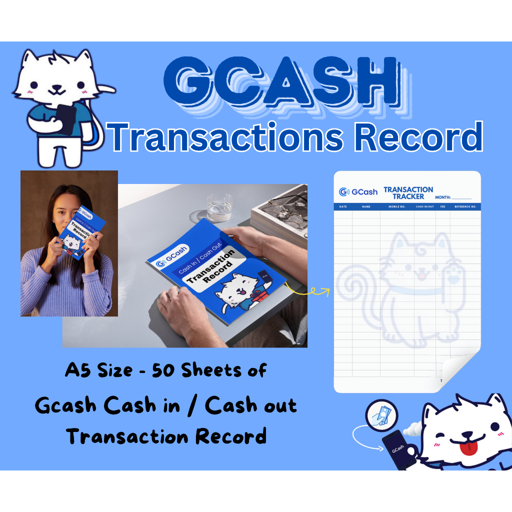 GCASH Transaction Record Tracker Cash In / Cash Out 50 pages Booklet or ...