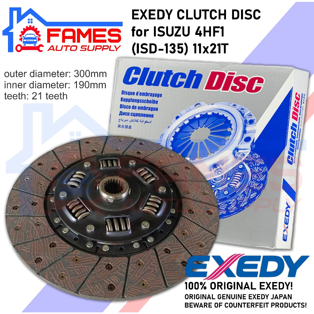 Exedy Clutch Disc for ISUZU 4HF1 NKR / NPR / N SERIES / ELF 11-3/4"x21T ...