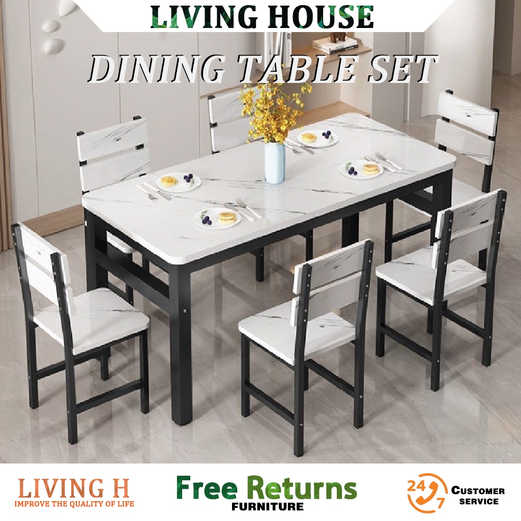 LIVING 1 Table 4 Chairs Modern Solid Wood Dining Table Set 4 Seater ...