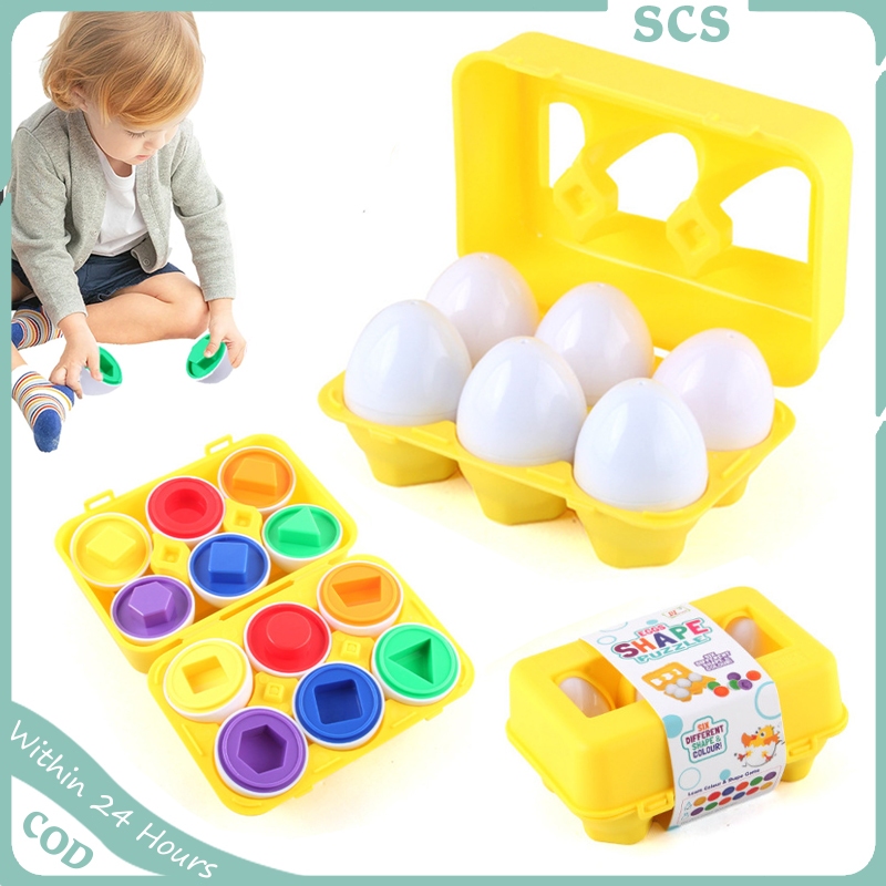 Easter Matching Eggs 6 pcs Set Color & Shape Recoginition Sorter Puzzle ...