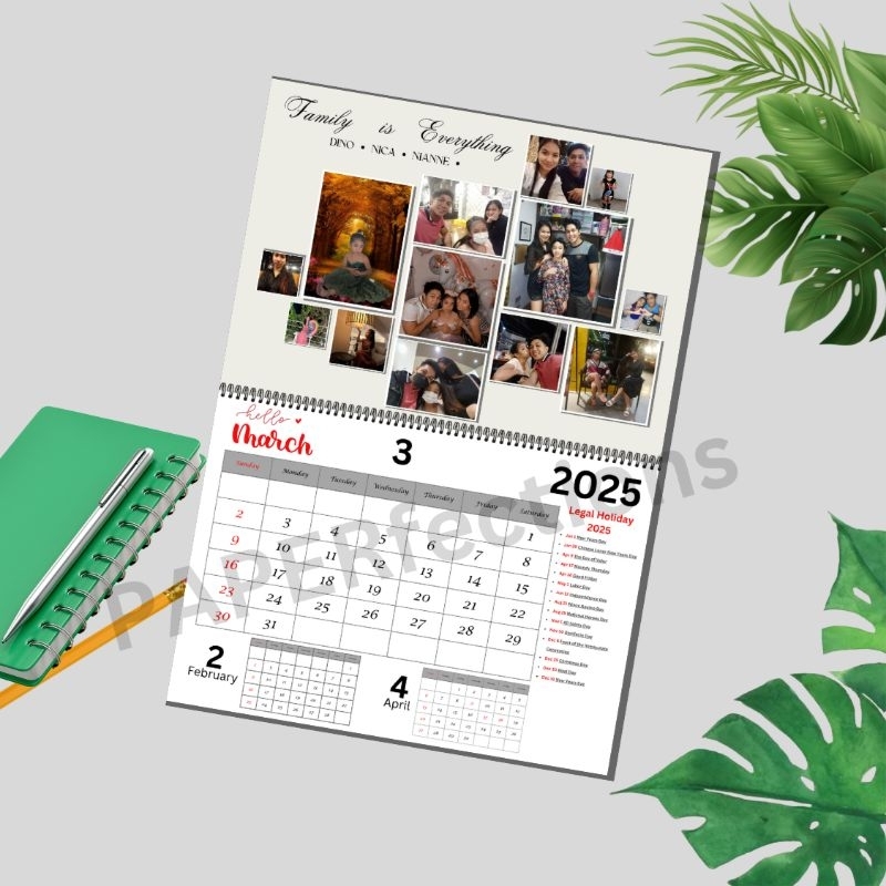 PERSONALIZED A4 SIZE WALL CALENDAR LAMINATED GLOSSY PHOTOPAPER | Shopee ...