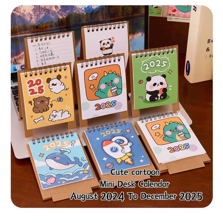 Cute Cartoon 2025 Desk Calendar Table Planner Mini Portable Pocket ...