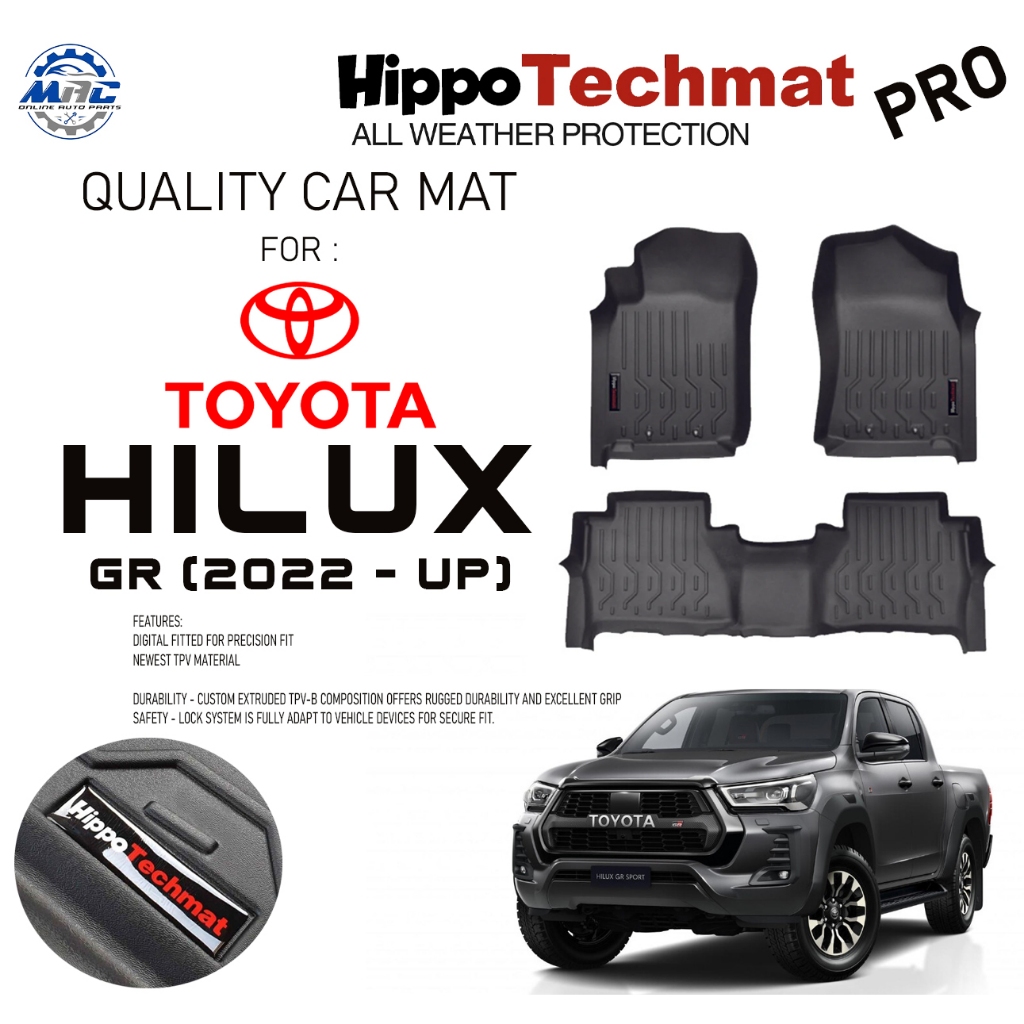 HIPPO TECHMAT PRO for Toyota HILUX GR 2022 - UP Deep Dish matting ( 2 ...
