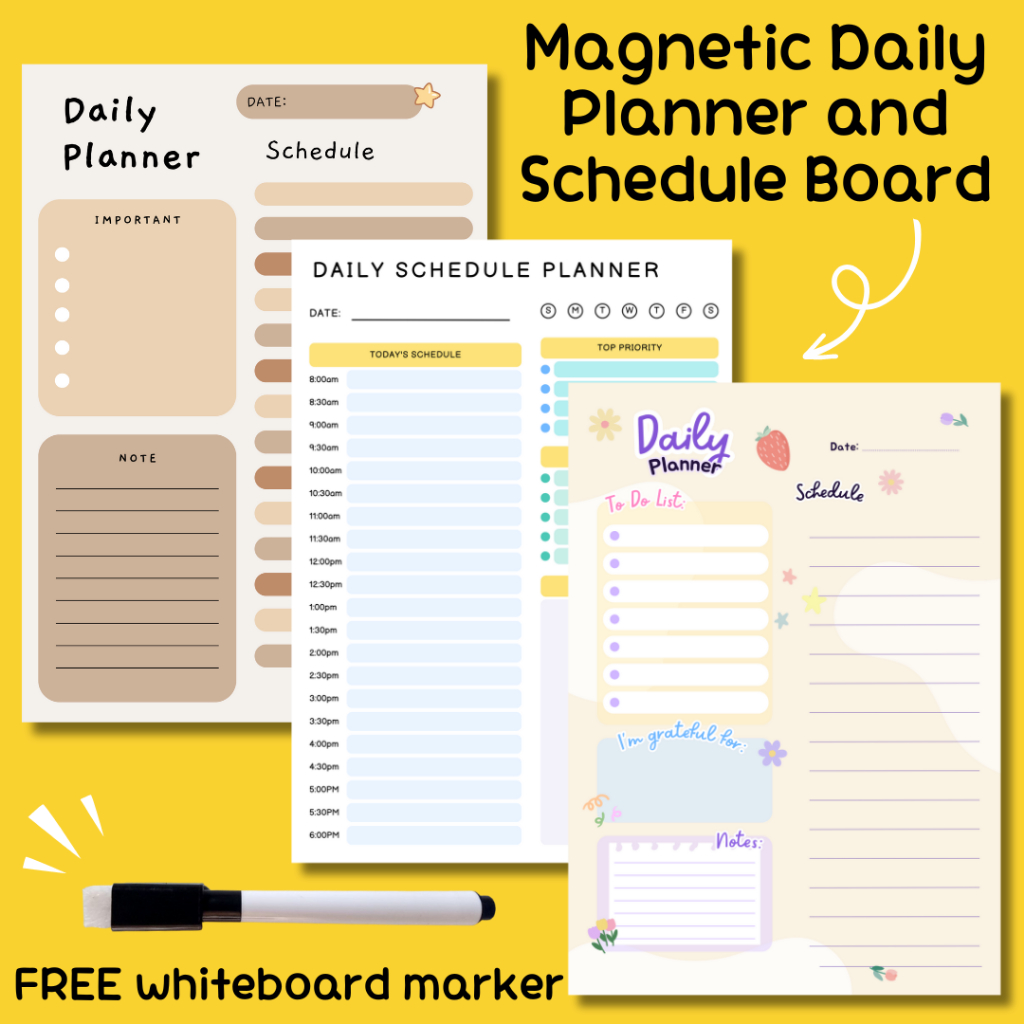 Daily Planner Board Schedule Magnetic Organizer Chart Ref Laminated A4 ...
