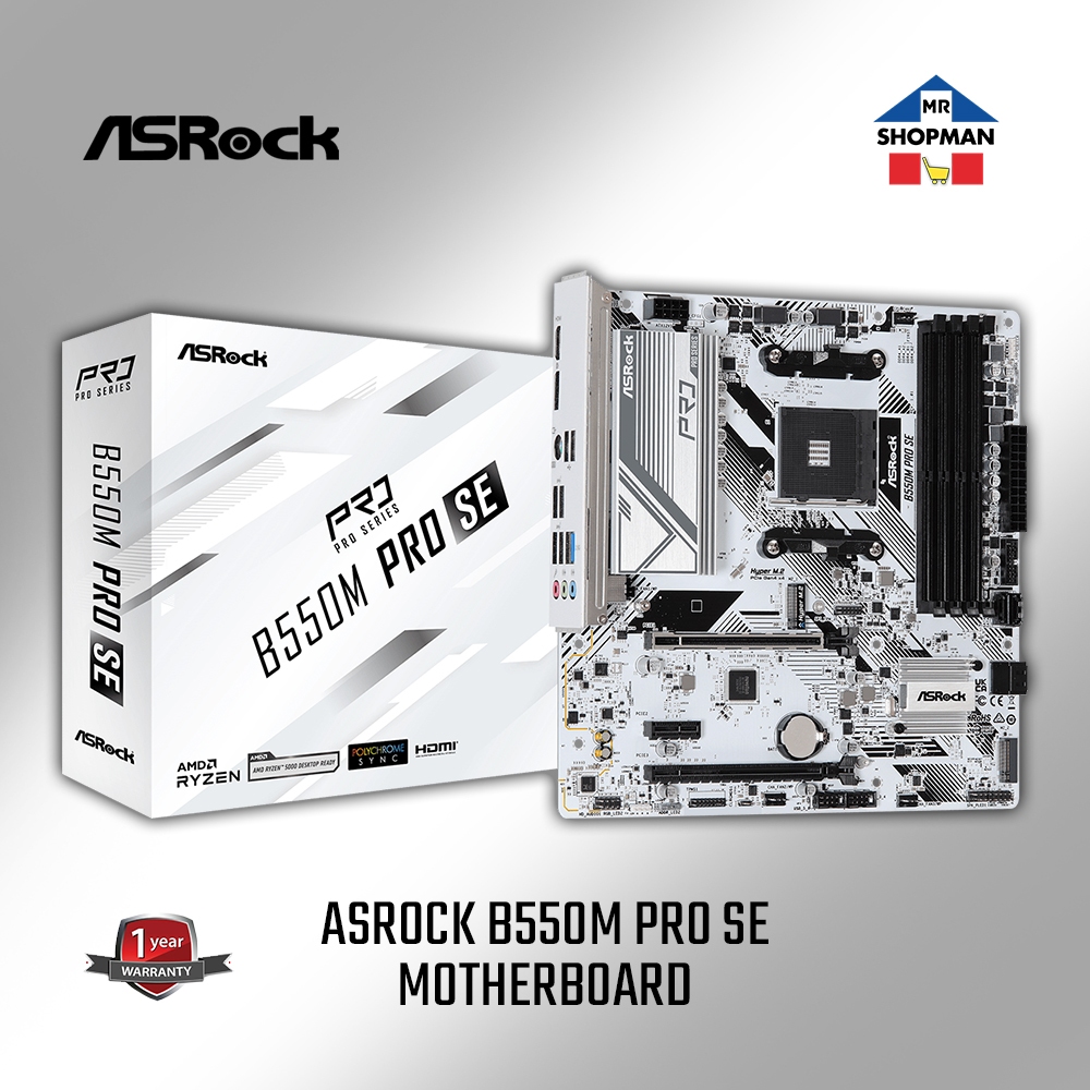 Asrock B550M Pro SE AM4 White Motherboard | Shopee Malaysia