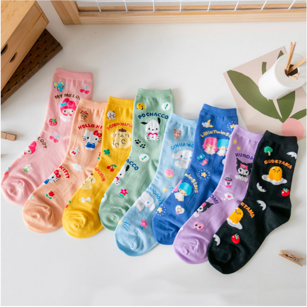 Korean Socks - Kitty Kuromi Little Twin Gudetama Socks - Iconic Socks ...