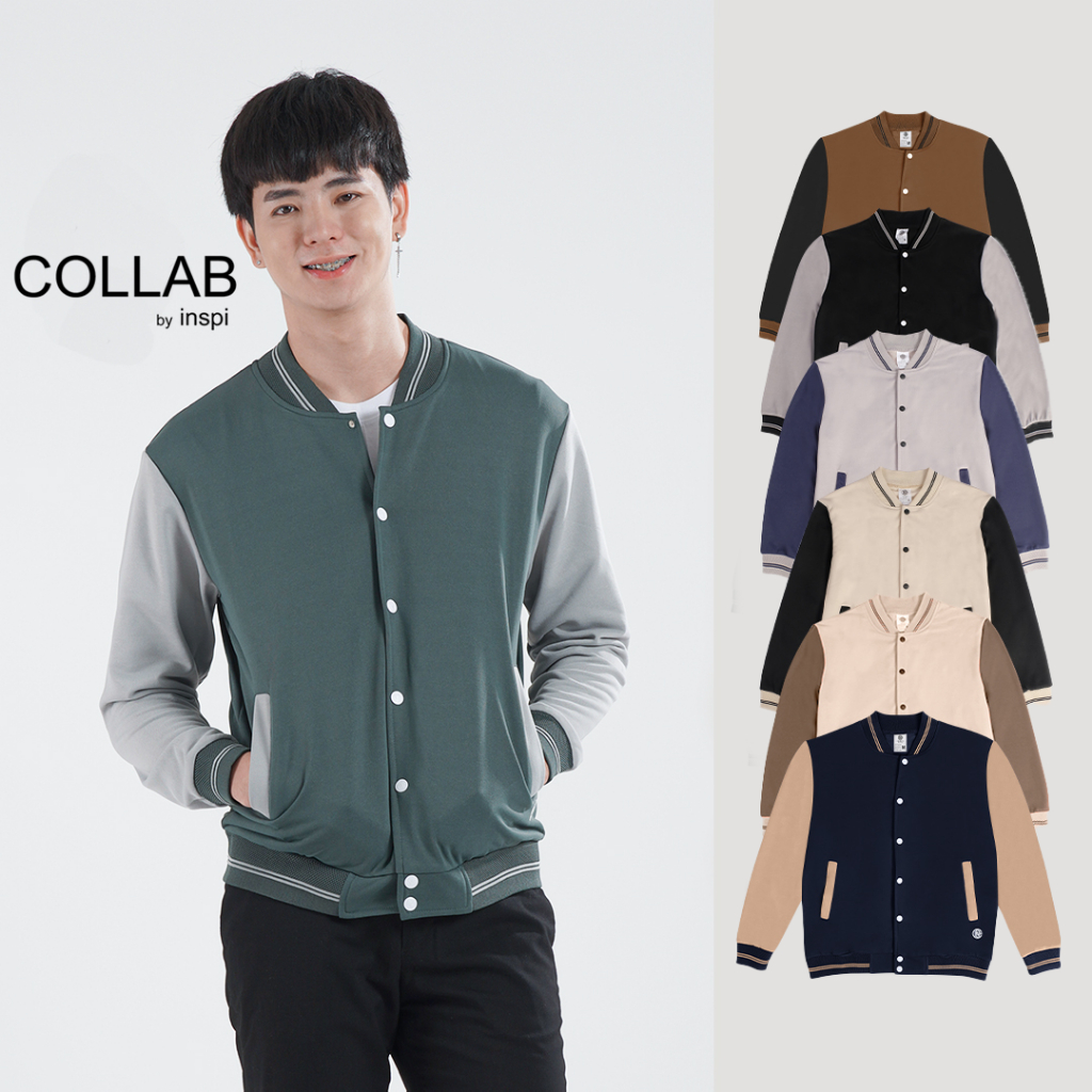 COLLAB By Inspi Varsity Jacket Texture For Men And Women Korean ...