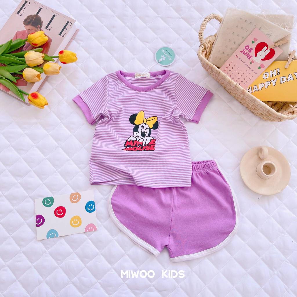 Miwoo Stripes Shirt Playset/Short Set for Girls (Unisex) Size 80-120 or ...